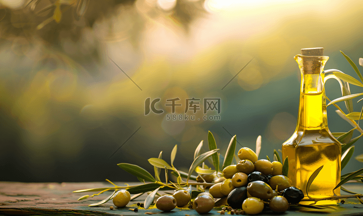 橄榄油与橄榄高清摄影大图-千库网
