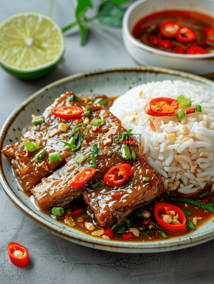 咖喱排骨炒米饭高清摄影大图-千库网