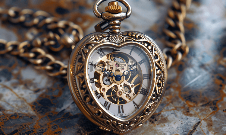 心笼中的机械怀表高清摄影大图-千库网