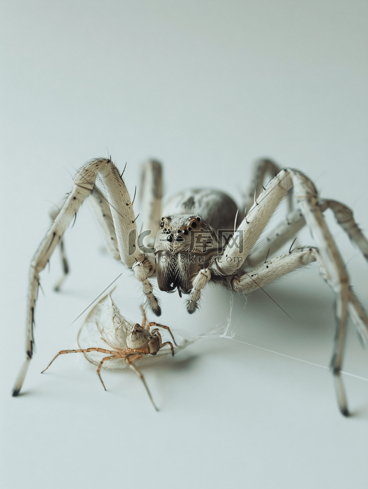 一只捕食性蜘蛛带着猎物作为新娘礼物高清摄影大图-千库网