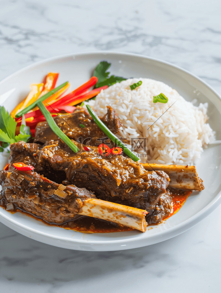 咖喱排骨炒米饭高清摄影大图-千库网