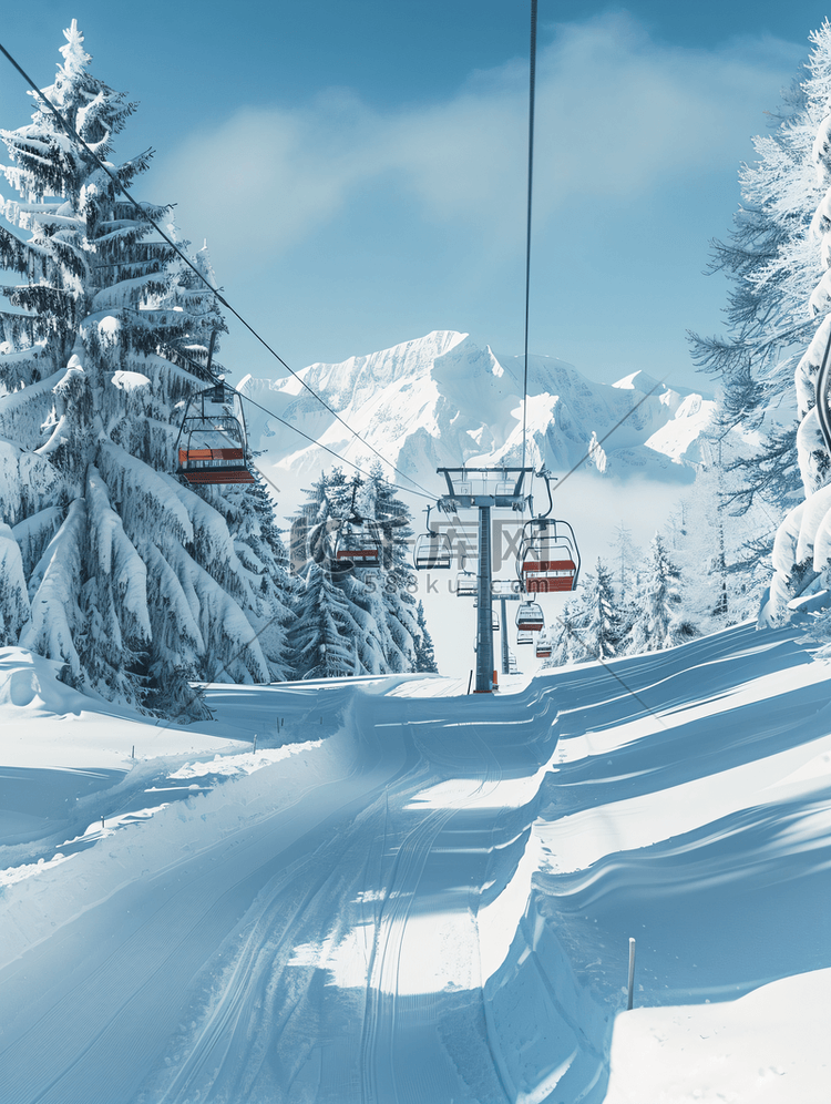 滑雪胜地雪坡和岁月景观高清摄影大图-千库网