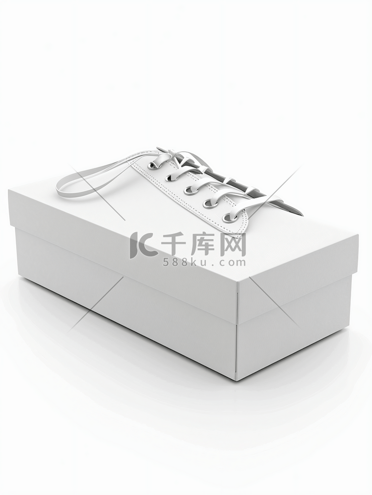 白色鞋盒孤立在白色与剪切路径高清摄影大图-千库网