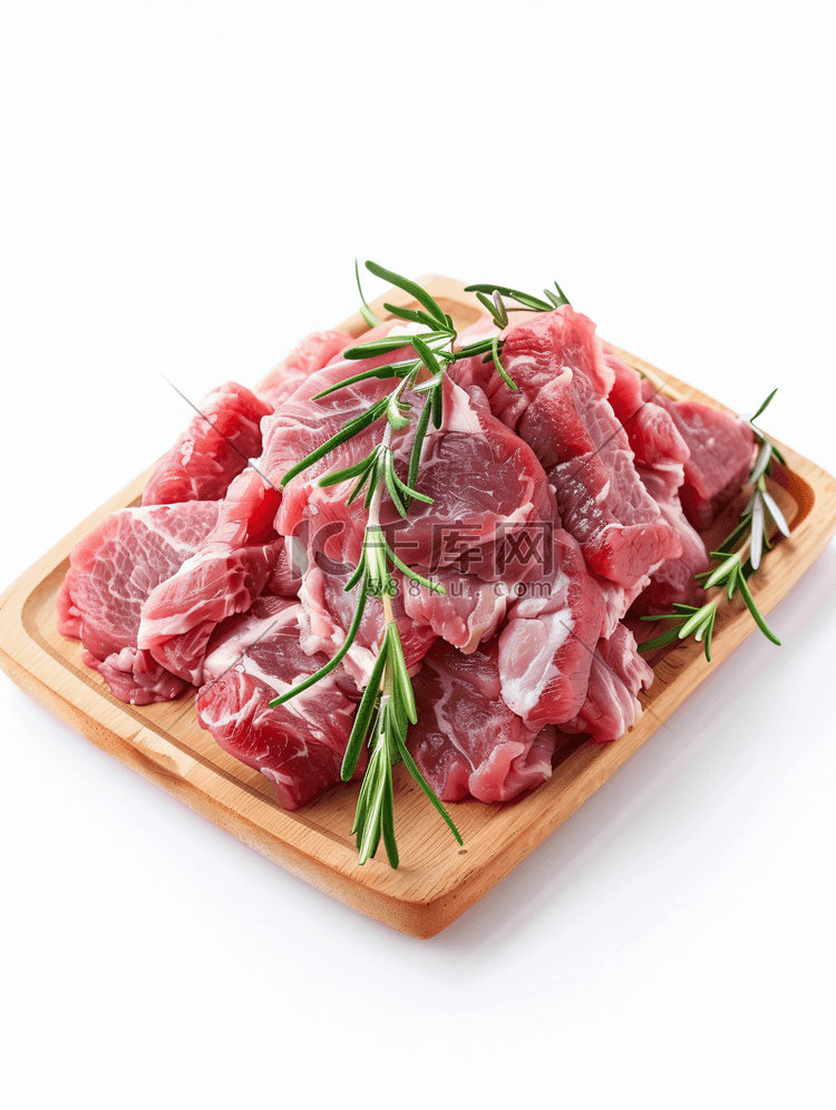 白色背景上分离的新鲜生肉高清摄影大图-千库网