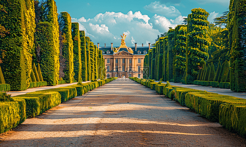法国著名凡尔赛宫的花园高清摄影大图-千库网