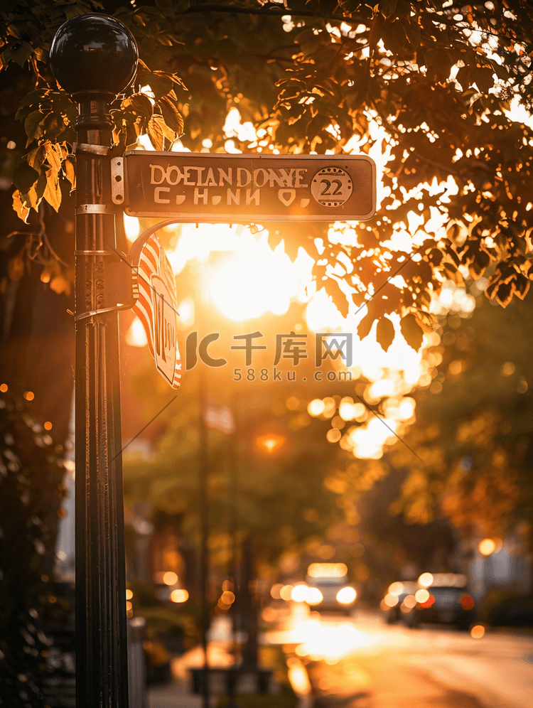 乔治城敦巴顿和威斯康星大道标志高清摄影大图-千库网