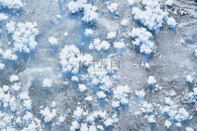 冬天野外溪水冻结冰层上的冰凌花冰松结晶高清摄影大图-千库网