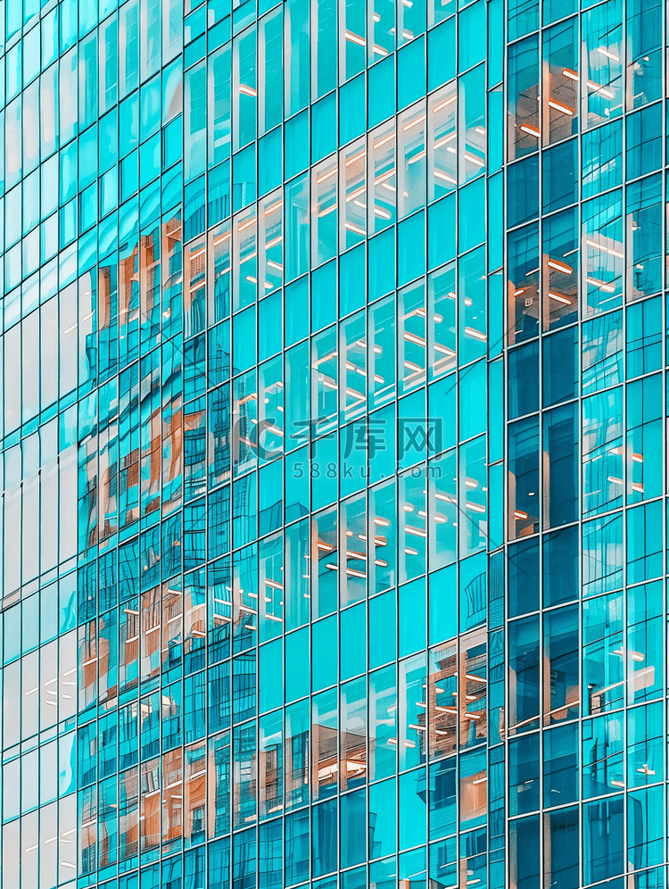 摩天大楼办公楼现代蓝色玻璃墙特写高清摄影大图-千库网