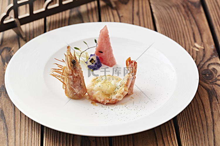 芝士焗深海大虾高清摄影大图-千库网
