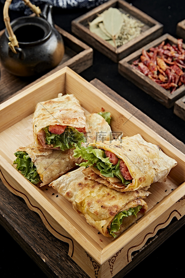 美味早点手抓饼高清摄影大图-千库网