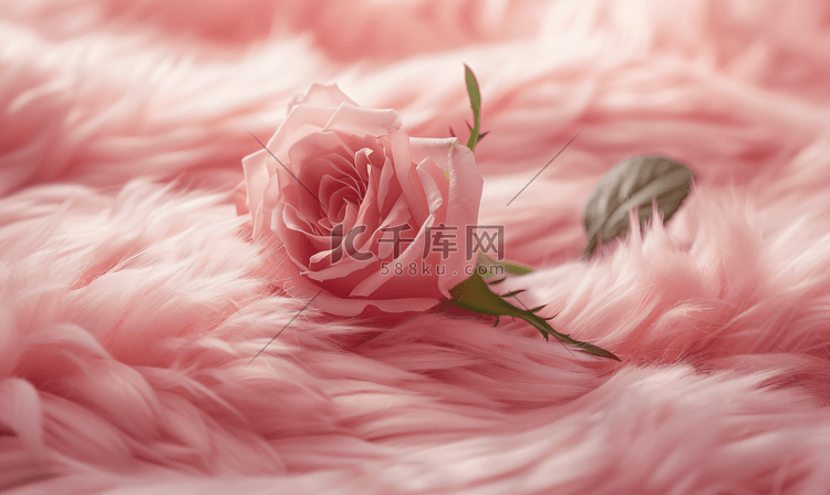毛皮背景上孤立的孤立玫瑰花高清摄影大图-千库网