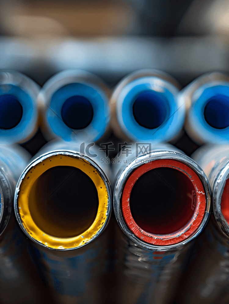 带塑料盖的金属饮用水管高清摄影大图-千库网