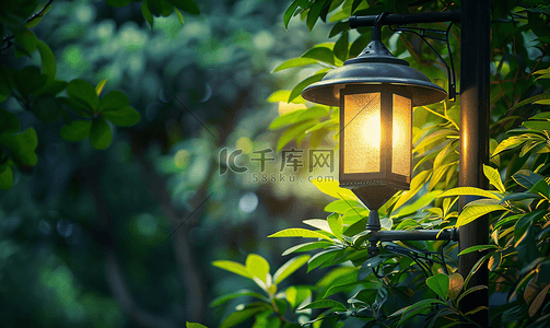 花园聚光灯花园照明装饰高清摄影大图-千库网