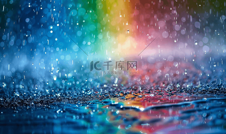 雨后出现美丽的彩虹高清摄影大图-千库网