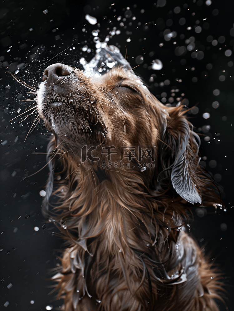 湿漉漉的狗甩掉水高清摄影大图-千库网