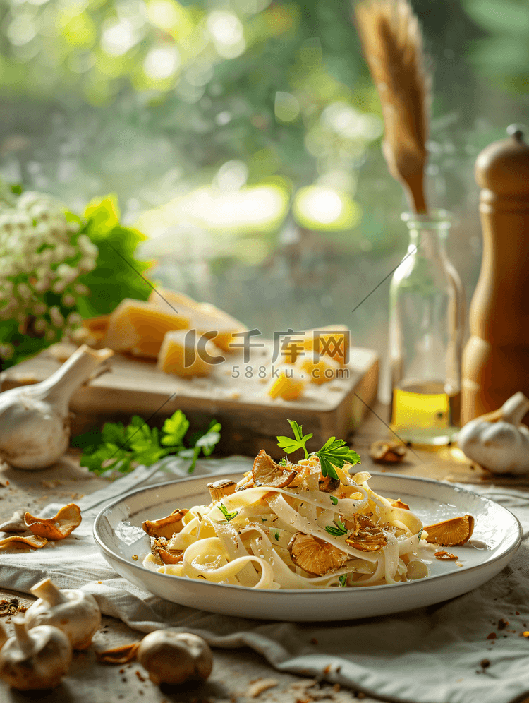牛肝菌宽面条高清摄影大图-千库网