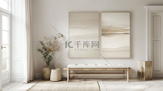 整洁简朴房间画框摄影照片高清摄影大图-千库网