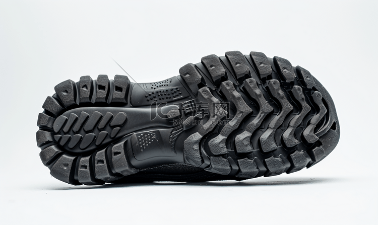 白色背景中的黑色凹槽鞋底高清摄影大图-千库网