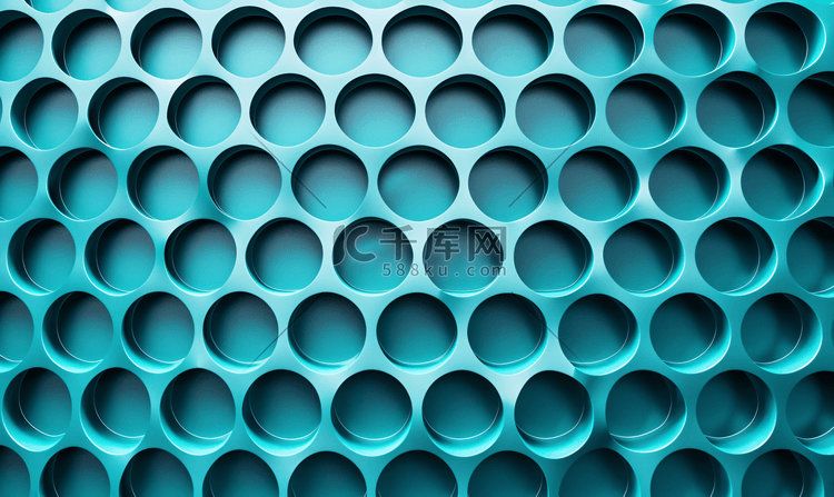 明亮的绿松石背景圆形黑色细胞形状的蜂窝高清摄影大图-千库网