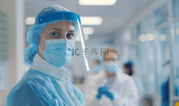 医院戴医用口罩的病人和医生注射疫苗高清摄影大图-千库网