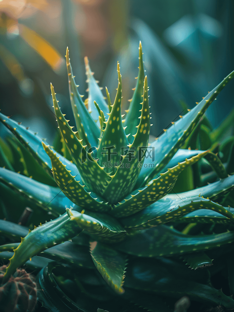 生长在自然栖息地的绿色大芦荟高清摄影大图-千库网