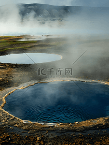 地热盆地的彩色泳池高清摄影大图-千库网