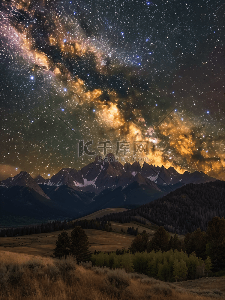 月光下的银河星辰高清摄影大图-千库网