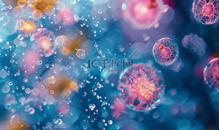 深度显微镜下的细菌病毒或细菌微生物细胞高清摄影大图-千库网