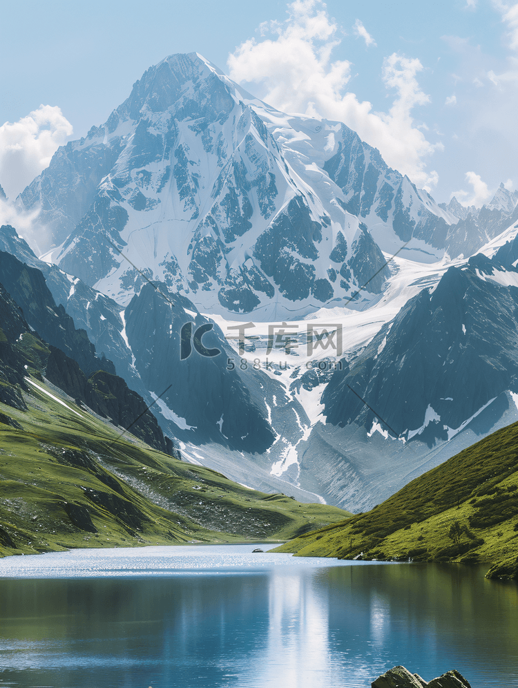 山湖科鲁迪上斯瓦涅季格鲁吉亚欧洲高加索山脉高清摄影大图-千库网