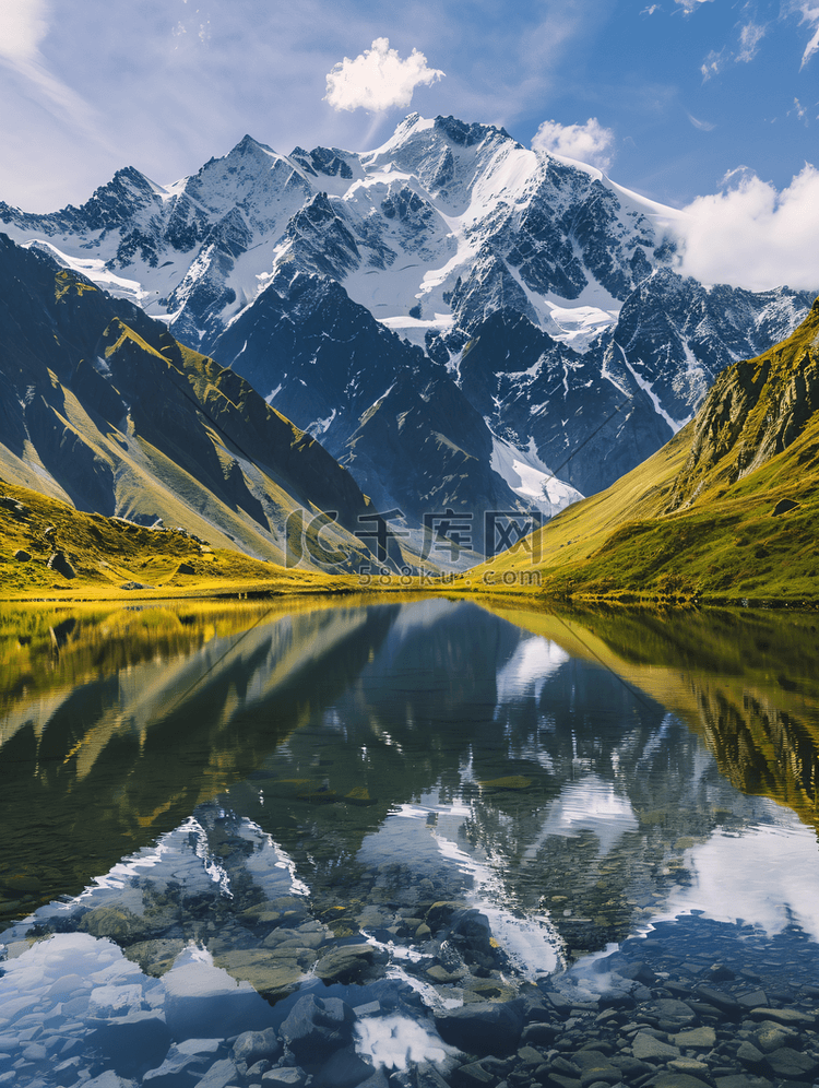 山湖科鲁迪上斯瓦涅季格鲁吉亚欧洲高加索山脉高清摄影大图-千库网