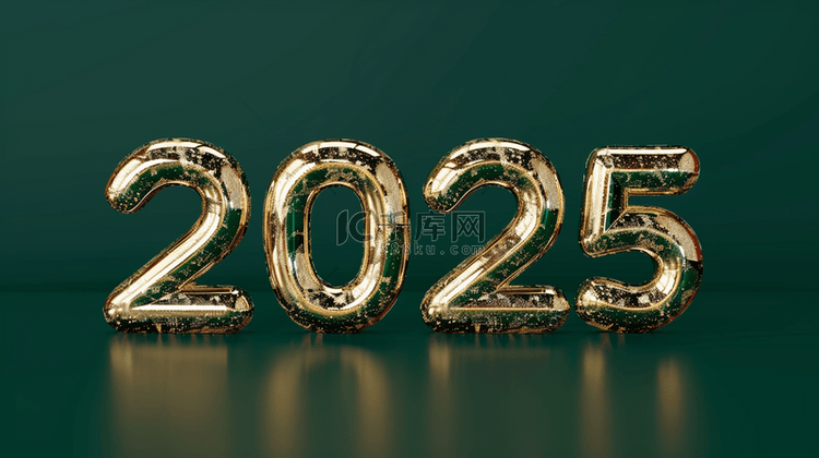 金色3D金属质感2025数字背景图片免费下载-千库网