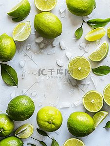 新鲜柠檬水配青柠高清摄影大图-千库网