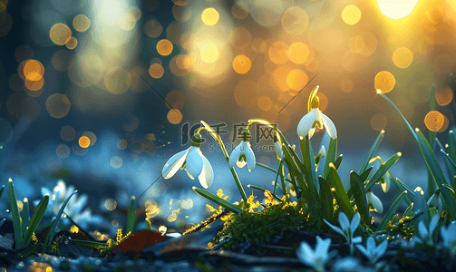 春天第一朵花雪花莲象征着大自然的觉醒高清摄影大图-千库网