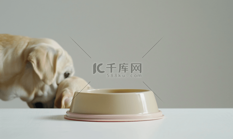 白色背景中的灰狗塑料碗高清摄影大图-千库网