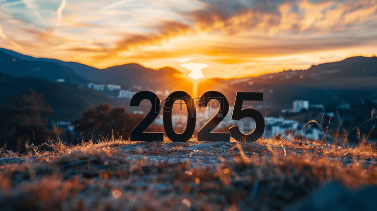 2025年新年数字2025朝阳背景图片免费下载-千库网