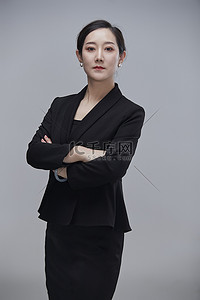 白色背景下职场职业成年女性文员公关高清摄影大图-千库网