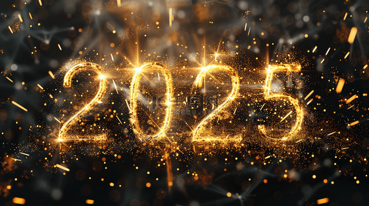 新年光影2025金色金粉2025数字设计背景图片免费下载-千库网