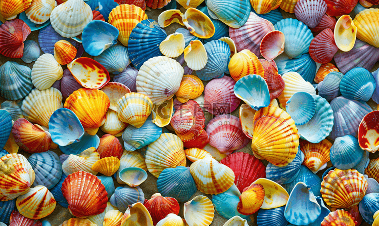 背景纹理海滩的彩色贝壳高清摄影大图-千库网