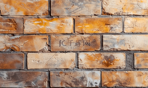 橙色砖墙纹理背景瓷砖图案老化砖砌块高清摄影大图-千库网