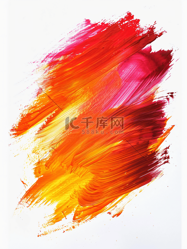 白色背景上红色和橙色画笔描边的高分辨率纹理高清摄影大图-千库网