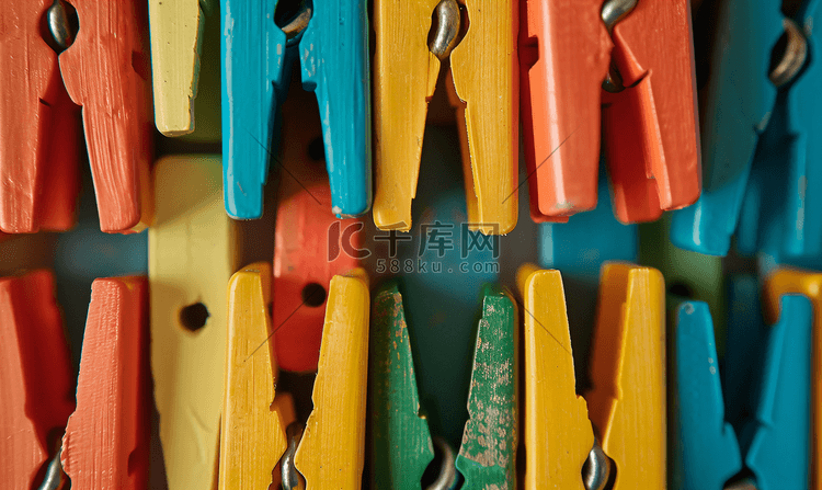 不同颜色的小衣夹在全屏中作为纹理和背景关闭高清摄影大图-千库网