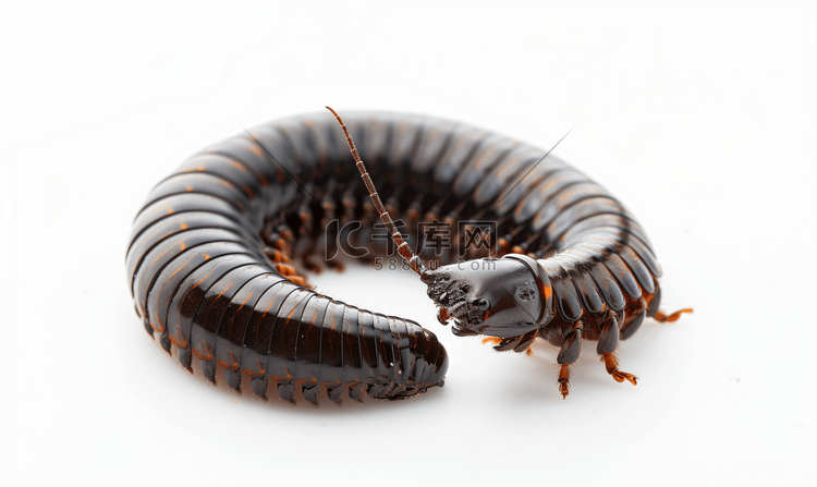 白色背景上的千足虫分离图像高清摄影大图-千库网