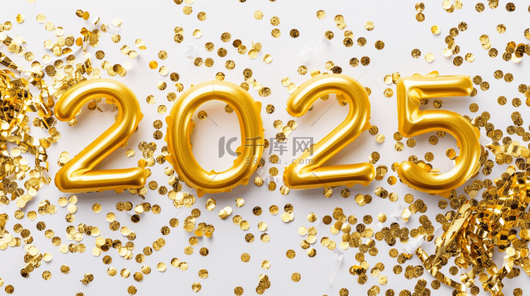 新年金色2025闪亮金粉2025数字设计背景图片免费下载-千库网
