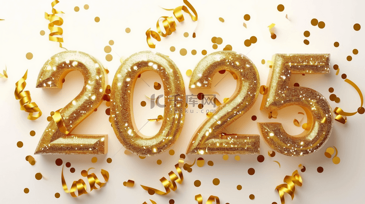 新年金色2025闪亮金粉2025数字背景图片免费下载-千库网