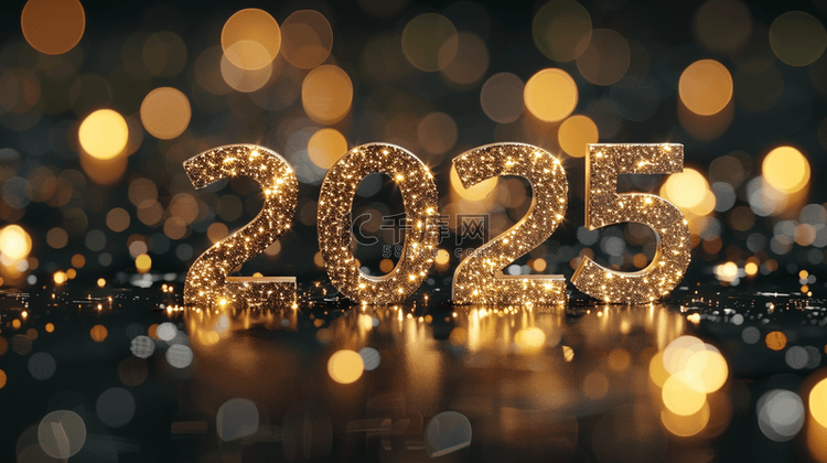 新年金色光影闪亮金色2025数字背景图片免费下载-千库网