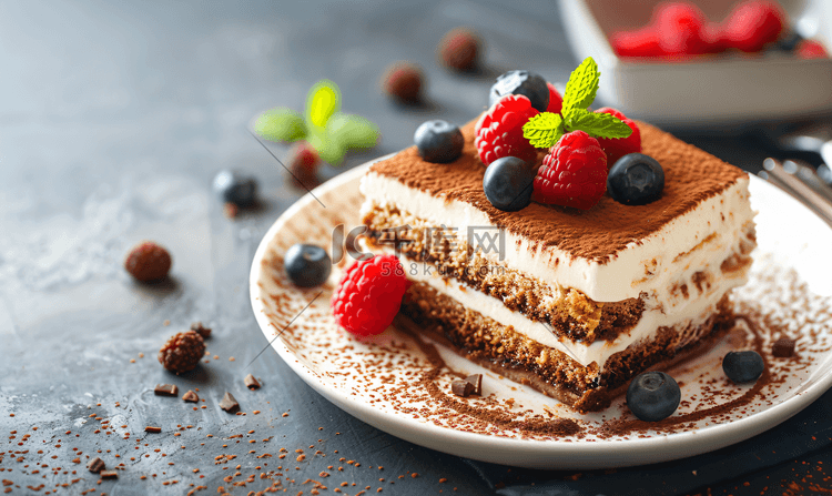 自制提拉米苏蛋糕食品背景甜意大利甜点高清摄影大图-千库网