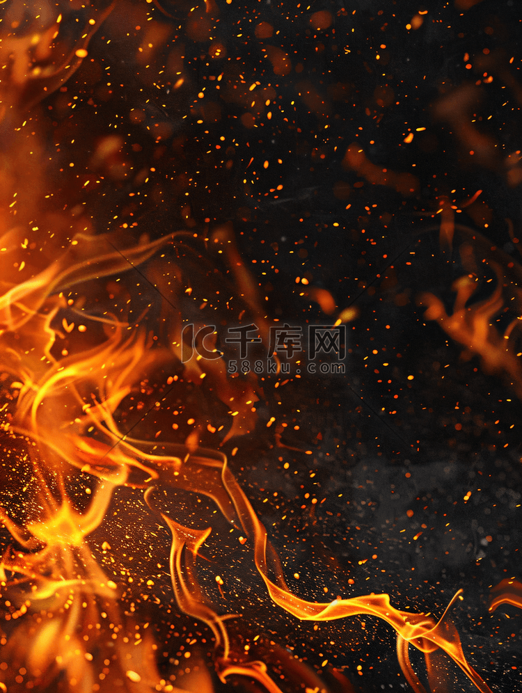 膨胀的火焰黑暗背景中明亮的火焰的质感高清摄影大图-千库网