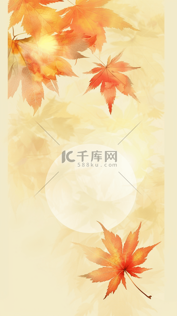 清新水彩秋天秋日水彩枫叶背景图片免费下载-千库网