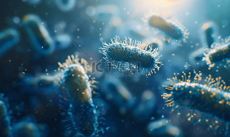 深度显微镜下的细菌病毒或细菌微生物细胞高清摄影大图-千库网