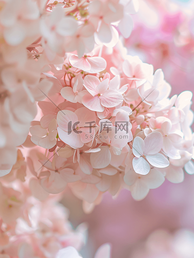 花园中盛开的可爱精致的粉红色丁香绣球花春夏花朵高清摄影大图-千库网